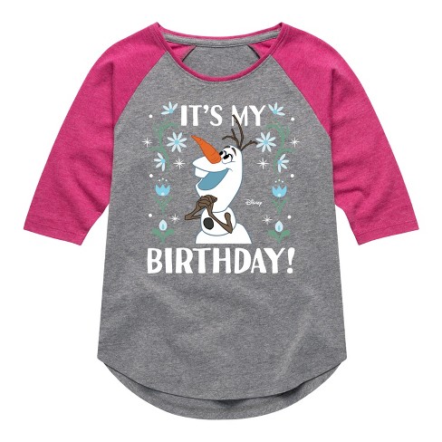 Girls' Disney Olaf It's My Birthday - Athletic Heather/fuchsia - Medium ...