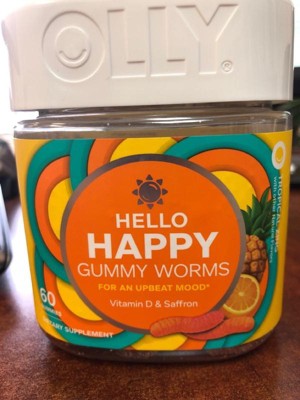 Olly Hello Happy Gummy Worm Supplements With Vitamin D And Saffron ...