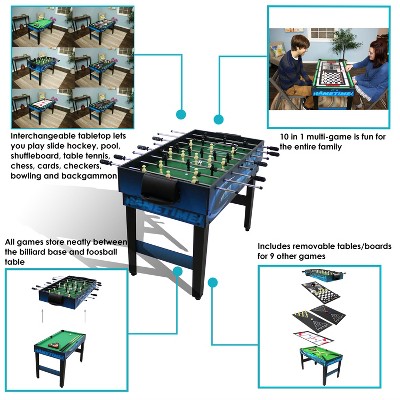 Sunnydaze Multi-Game Table with Billiards, Hockey, Foosball, Ping Pong ...