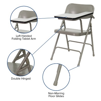 Emma And Oliver Premium Steel Folding Left Handed Tablet Arm Chair : Target