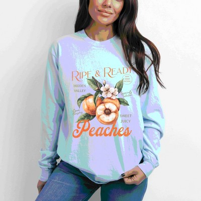 Simply Sage Market Ripe & Ready Peaches Garment Dyed Long Sleeve - XL ...
