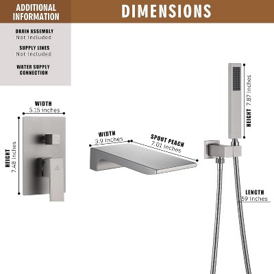 Casainc Shower System Set With Handheld Spray & Waterfall Bathtub Tub ...