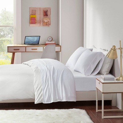 Twin Cotton Blend Jersey Knit All Season Sheet Set White : Target