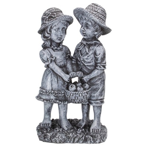 Northlight 13" Boy And Girl Apple Picking Outdoor Garden Statue : Target
