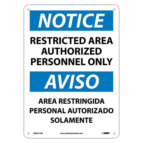 National Marker Restricted Area Authorized Personnel Only Bilingual ...