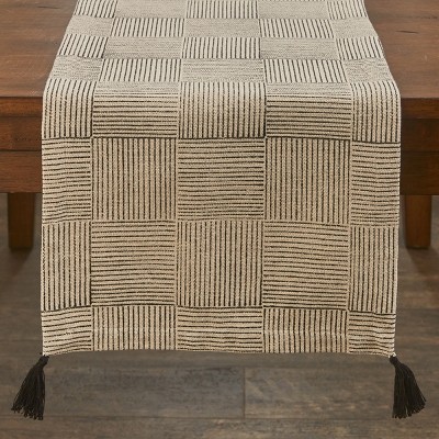 Split P Block Print Table Runner With Tassels - Beige : Target