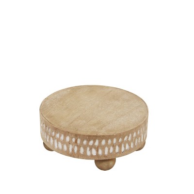 Vip Wood 8 In. Brown Carved Round Riser : Target