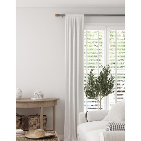 Linen Avenue Wood Rectangle Single Window Curtain Rod Set, 48 To 66 ...