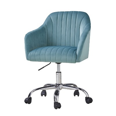 Patrick Velvet Channel Tufted Task Chair With Chrome-plated Metal Base ...
