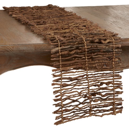 Saro Lifestyle Table Runner With Coconut Twig Design, 12"x72", Brown ...