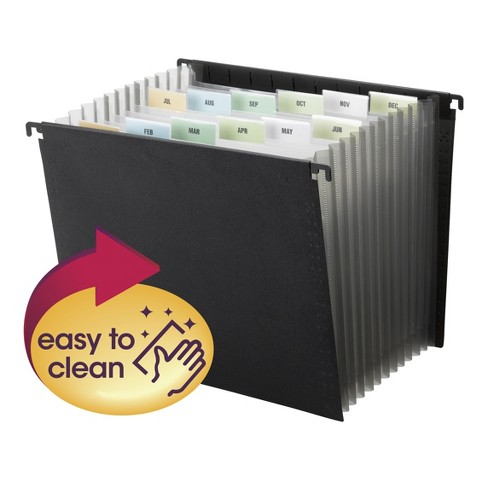 Smead Poly Hanging Expanding File, 12 Dividers, Letter Size, Black ...