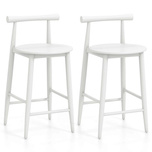 Costway Bar Chair Counter Height Stools Set Of 2 With Acacia Wood Frame ...