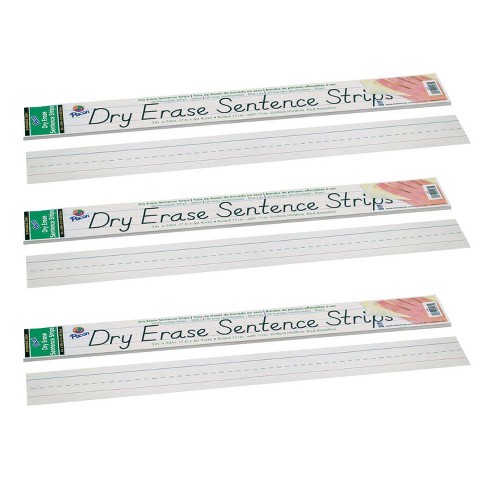 Pacon® Dry Erase Sentence Strips, White, 1-1/2" X 3/4" Ruled, 3" X 24 ...
