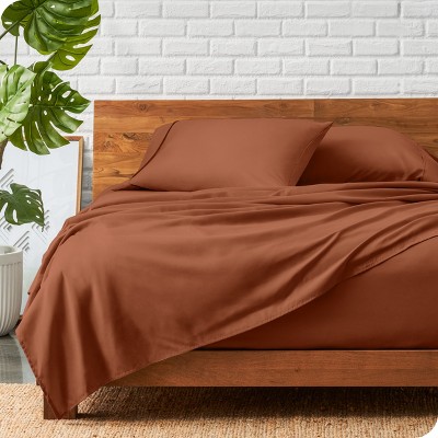 Queen Terracotta 4 Piece Ultra-soft Double Brushed Sheet Set By Bare ...