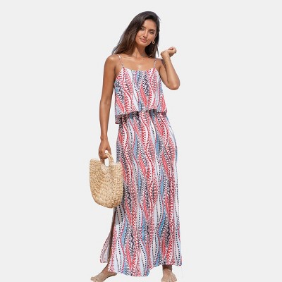 Women's Woven Boho Flounce Bodice Maxi Dress - Cupshe : Target