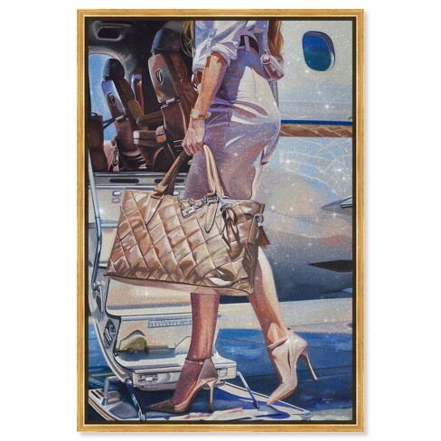 Art Remedy Her Private Jet Abstract Shapes Wall Art, 36" X 54", Gold ...