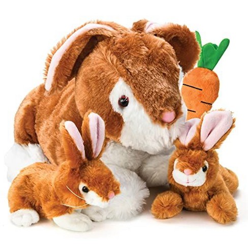Prextex Plush Bunny Rabbit With Zippered Pouch For Little Baby Bunnies ...