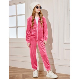 Arshiner 2 Piece Outfits for Girls Velour Tracksuit Hoodie and Jogger ...