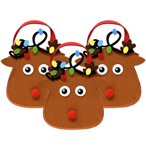 Wrapables Xmas Felt Reindeer Gift Bags, Holiday Decor 3pcs : Target