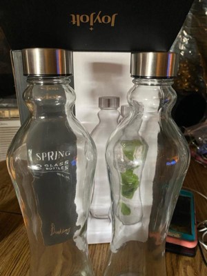 Joyjolt Spring Glass Water Bottles With Stainless Steel Cap - 32 Oz ...