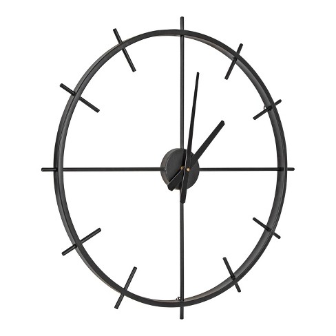 26" X 26" Isaac Metal Wall Clock Black - Kate & Laurel All Things Decor ...