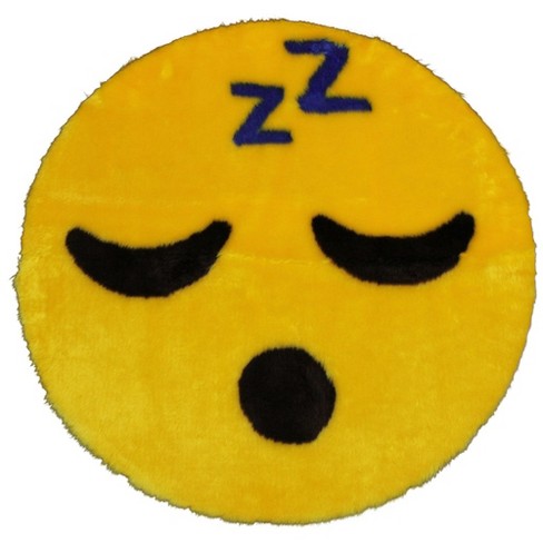 Walk On Me Faux Fur Super Soft And Cute Sleeping Emoji Rug With Non ...