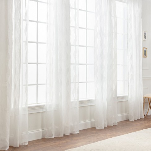 Chanasya 2pk Waves Voile Sheer Window Curtain Panels - Set Of 2 - 52 X ...