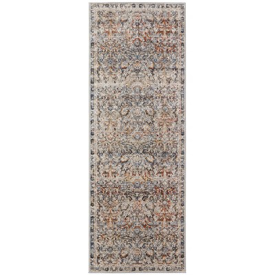 Kaia Transitional Damask Tan/blue/orange Area Rug : Target
