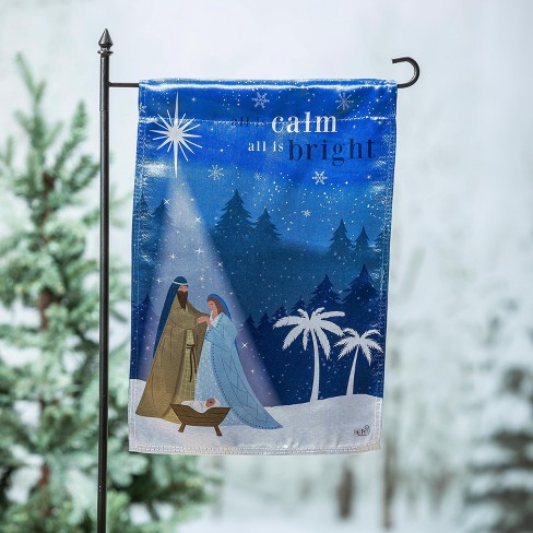 Evergreen All Is Calm Nativity Lustre Garden Flag 12 X 18 Inches Indoor ...