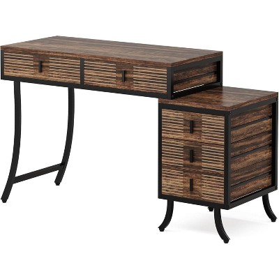 Tribesigns Industrial Wood Computer Desk With 6 Drawers For Home Office ...