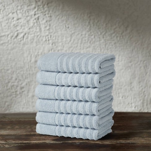 Isla Jade 6pc Ribbed Hand Towel Set Light Blue : Microfiber, Machine ...