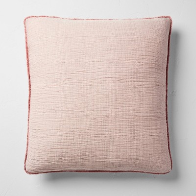 Euro 26''x26'' Textured Chambray Cotton Decorative Throw Pillow Rose ...