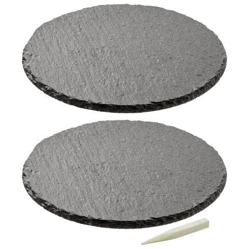 Mdesign Slate Stone Serving Charcuterie Tray Food Board With Chalk ...