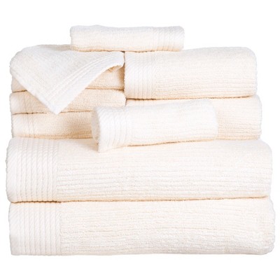 Hastings Home Ribbed Cotton Towel Set - 10-pcs, Bone : Target