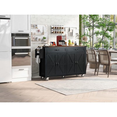 Kitchen Island Featuring Power Outlet, Fold-Down Leaf, Spice Shelf, and ...