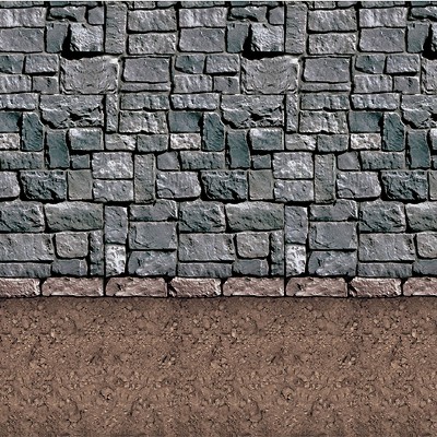 Beistle Dirt Floor Stone Wall Backdrop - 4 Ft X 30 Ft - Gray : Target