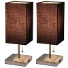 2pk Petite Stick Lamp With Usb Charging Port And Fabric Shades Black ...