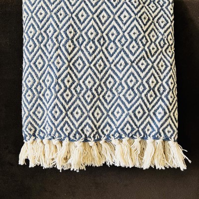50"x60" Double Diamond Throw Blanket Blue - Design Imports : Target
