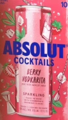 Absolut Berry Vodkarita Sparkling Vodka Cocktail - 4pk/355ml Cans : Target