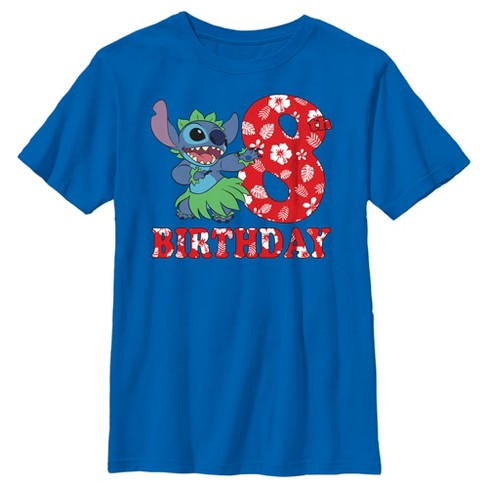 Boy's Lilo & Stitch 8th Birthday Hula Dance T-shirt - Royal Blue ...
