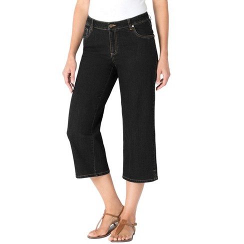 Woman Within Women's Plus Size Capri Stretch Denim Jean - 42 W, Black ...