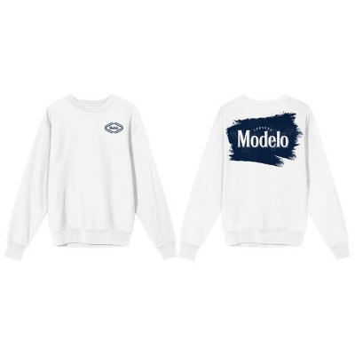 Modelo Diamond Frame Beer Logo Crew Neck Long Sleeve White Adult ...