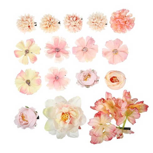 Unique Bargains Women's Fake Flowers Hair Clips Pink 16 Pcs : Target