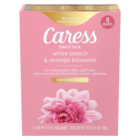 Caress Daily Silk White Peach Orange Blossom Scent Bar Soap 8pk 3.75oz Each Target