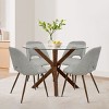 Oliver+edwin 5-piece Round Clear Glass Dining Table Set With 4 Gray ...