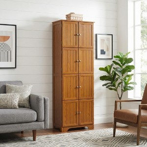 Airsurfer Tall Warm Wood Cabinet Classic Wooden Storage Cabinet Home ...