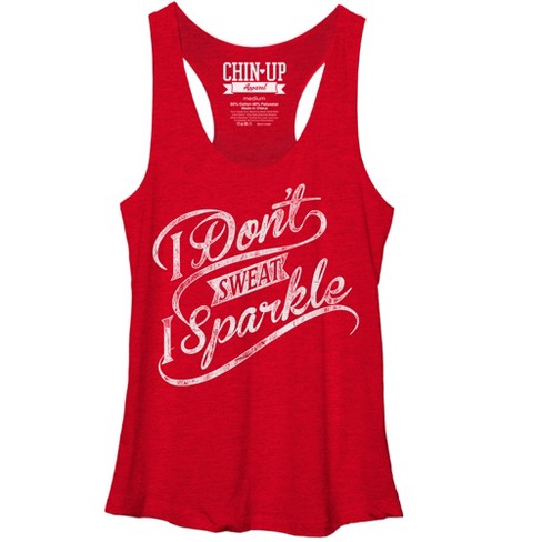 Women's Chin Up I Sparkle Racerback Tank Top - Red Heather - Small : Target