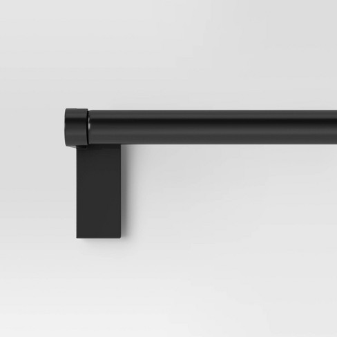 48"-84" Minimal Curtain Rod Black - Room Essentials™: Adjustable Steel ...