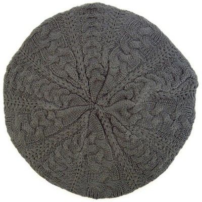 Women's Charcoal Solid Color 11 Inch Diameter Knitted Acrylic Beret ...