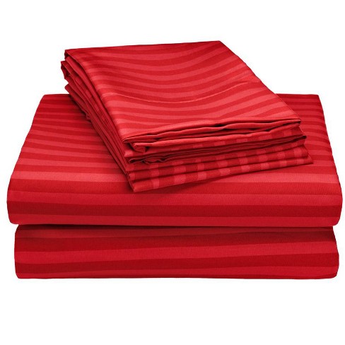 1800 Series Embossed Striped Wrinkle Resistant Sheet 4pc Set Queen ...